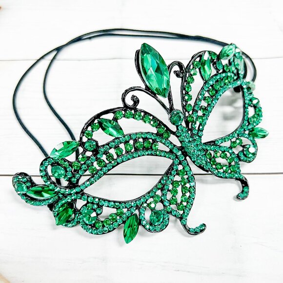 Handmade | Accessories | Green Crystal Masquerade Mask Masquerade ...